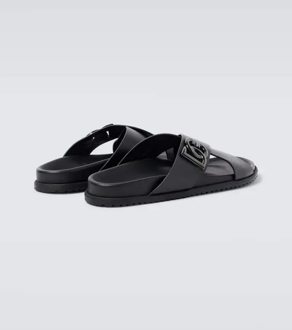 Dolce & Gabbana Leather Slides - Black