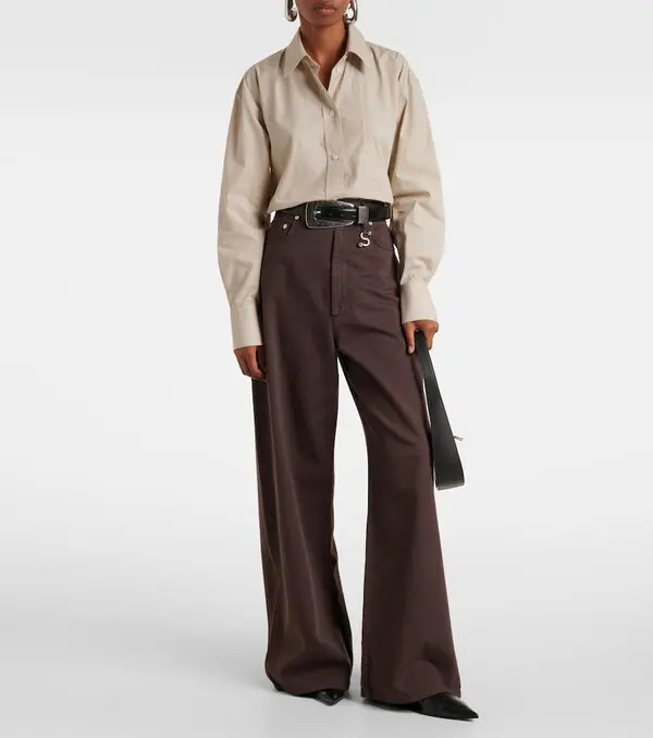 Sportmax Siamese Mid-rise Wide-leg Jeans - Brown