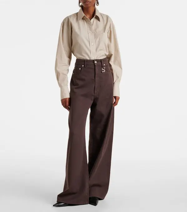 Sportmax Siamese Mid-rise Wide-leg Jeans - Brown
