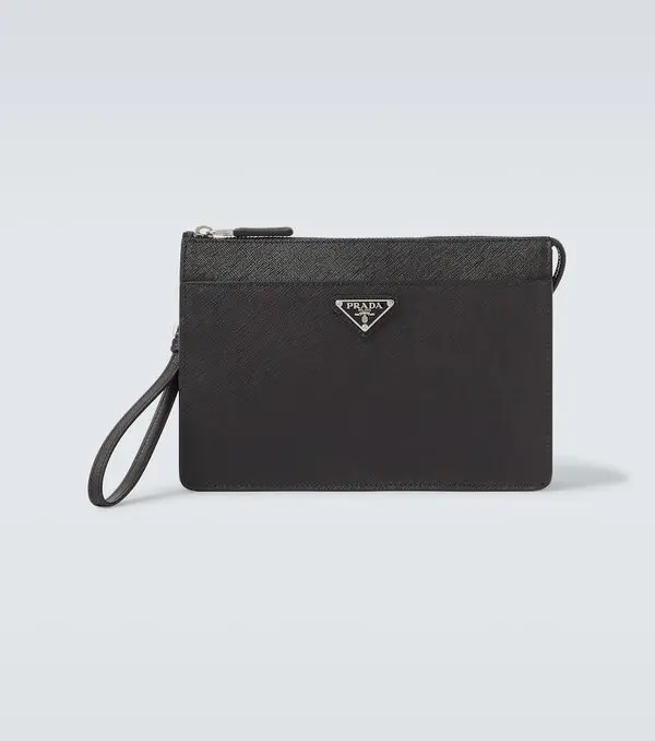 Prada Saffiano Leather Pouch - Black