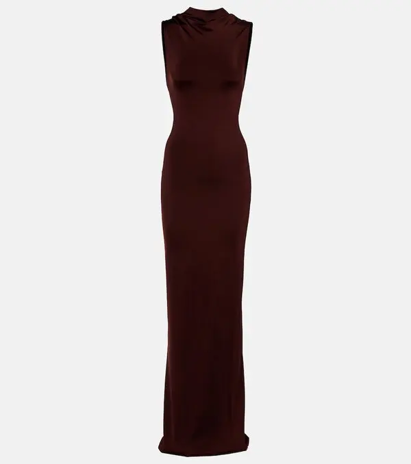 Victoria Beckham Draped Jersey Gown - Brown