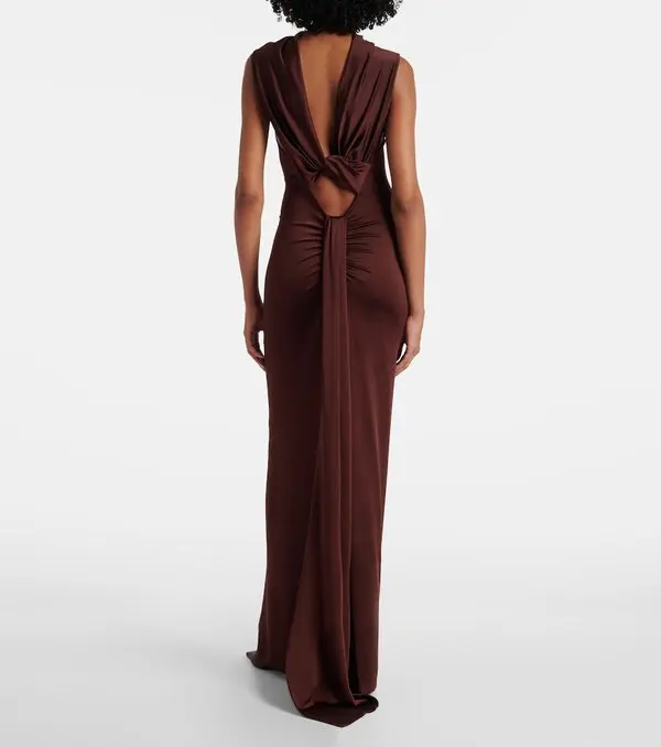 Victoria Beckham Draped Jersey Gown - Brown