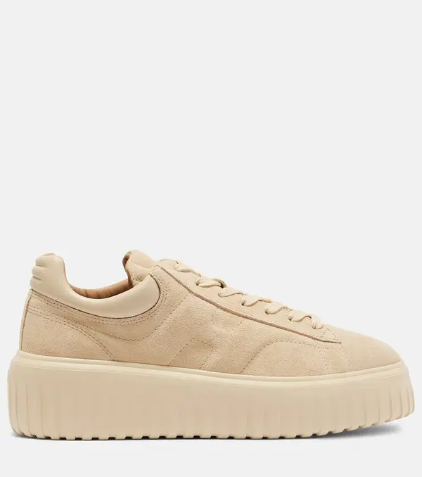 Hogan H-stripes Suede Platform Sneakers - Beige