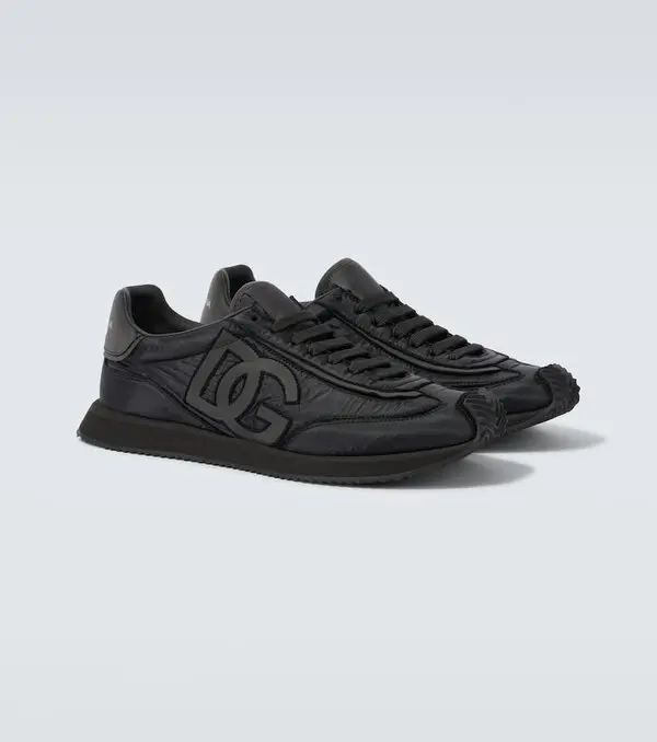 Dolce & Gabbana Leather-trimmed Canvas Sneakers - Black