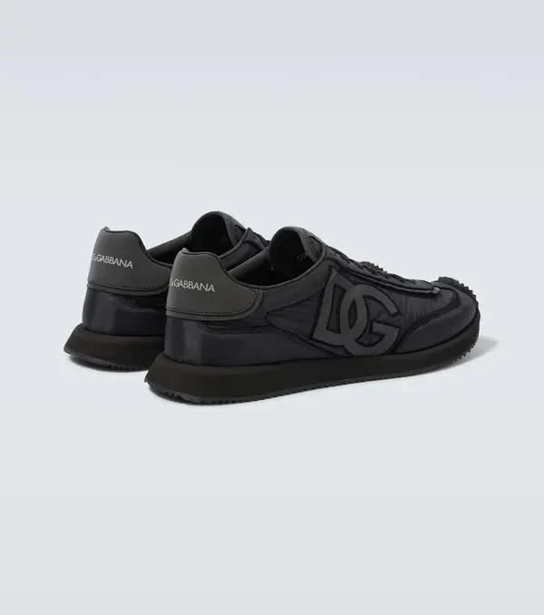 Dolce & Gabbana Leather-trimmed Canvas Sneakers - Black