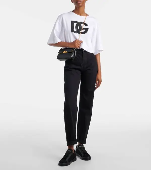 Dolce & Gabbana Portofino Lace-trimmed Leather Sneakers