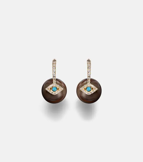 SYDNEY EVAN 14kt Gold Evil Eye Earrings - Multicoloured