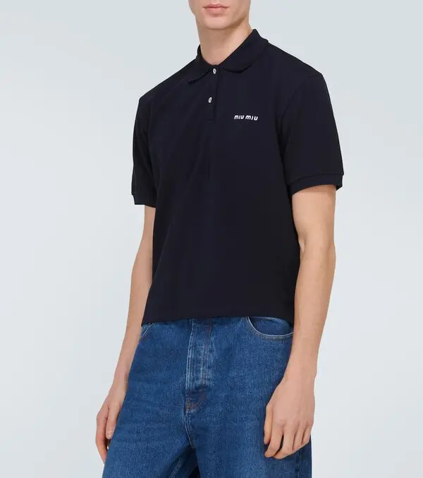 Miu Miu Logo Cotton Pique Polo Shirt