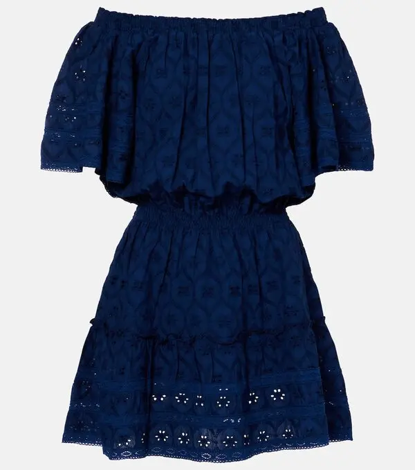Melissa Odabash Micha Broderie Anglaise Mini Dress - Blue