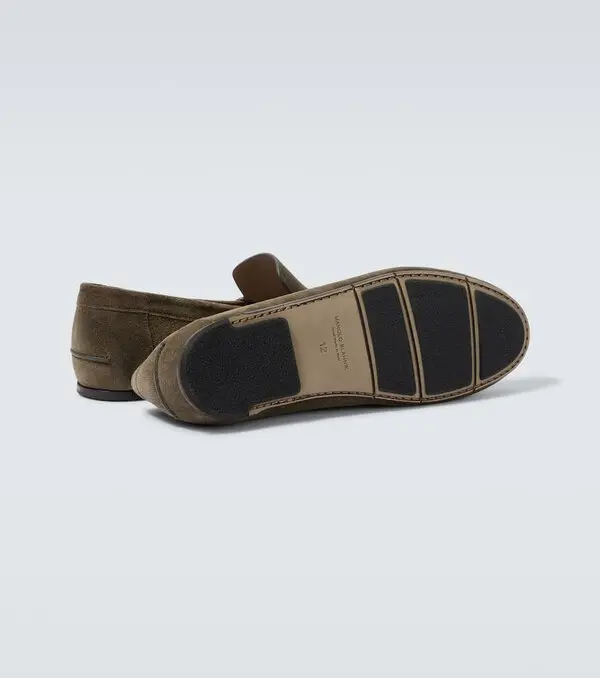 Manolo Blahnik Alder Suede Loafers - Green