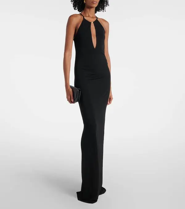 TOM FORD Cutout Halterneck Crepe Jersey Gown