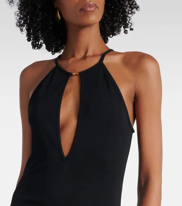 TOM FORD Cutout Halterneck Crepe Jersey Gown