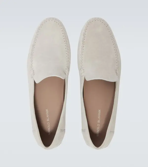Manolo Blahnik Alder Suede Loafers - Grey