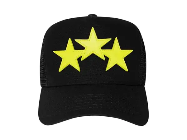 Amiri Three Star Trucker Hat - Black/lime