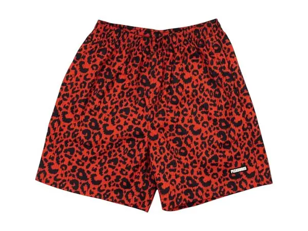 PLEASURES Leopard Active Shorts - Red