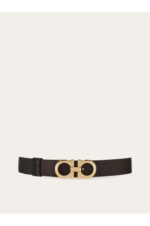 FERRAGAMO Reversible Gancini Belt - Black