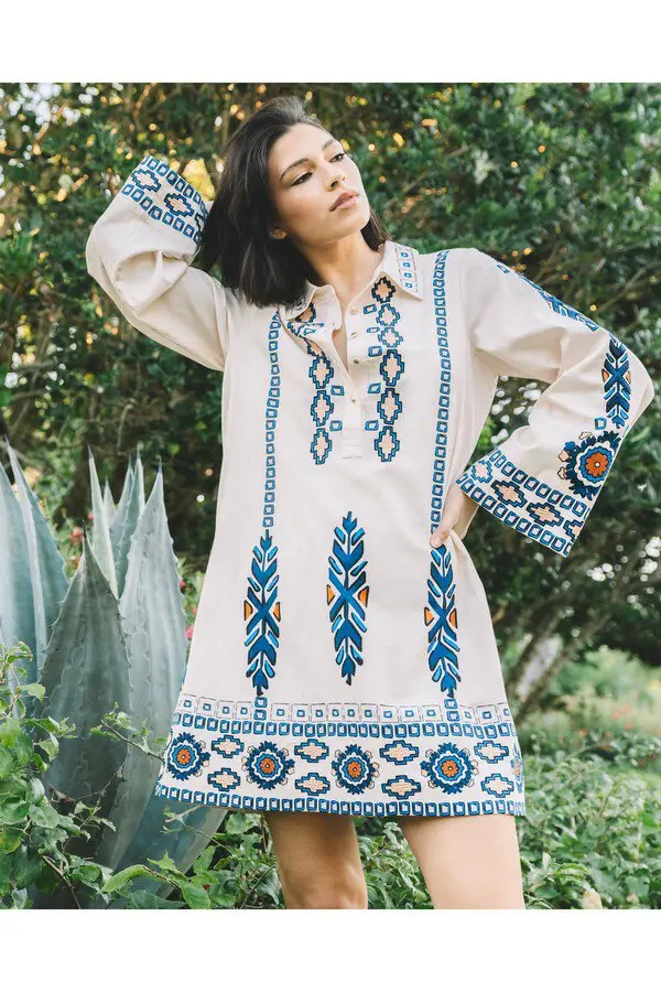 beige midi shirt dress Beige Midi Shirt Dress main image 1