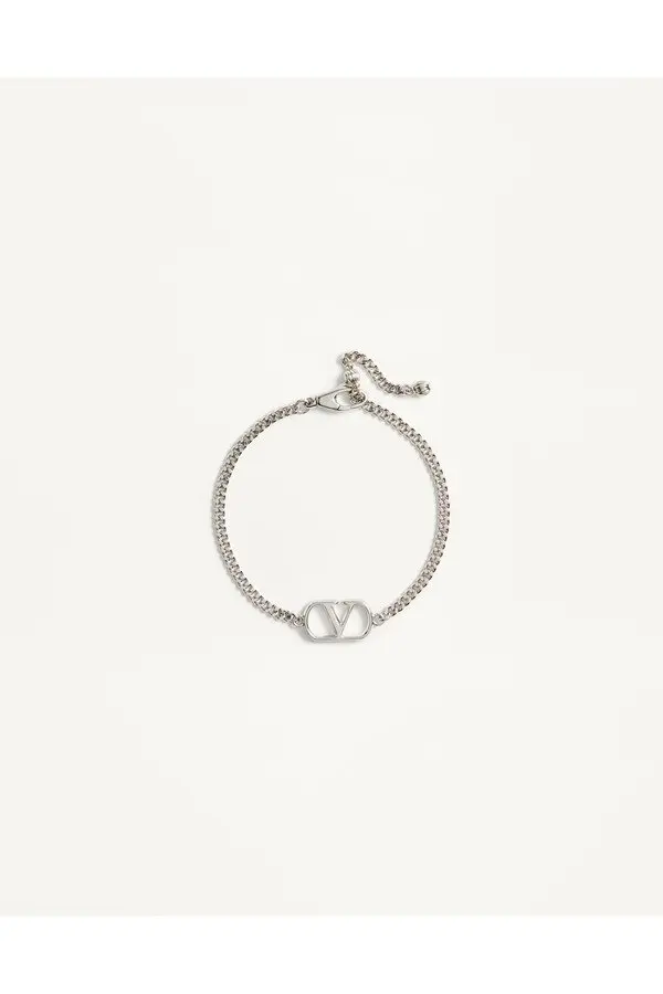 Valentino Garavani Vlogo Signature Metal Bracelet - White / Pink