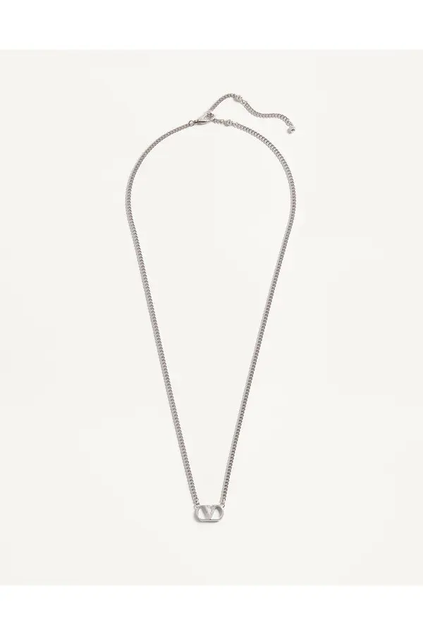 Valentino Garavani Vlogo Signature Metal Necklace - White / Pink