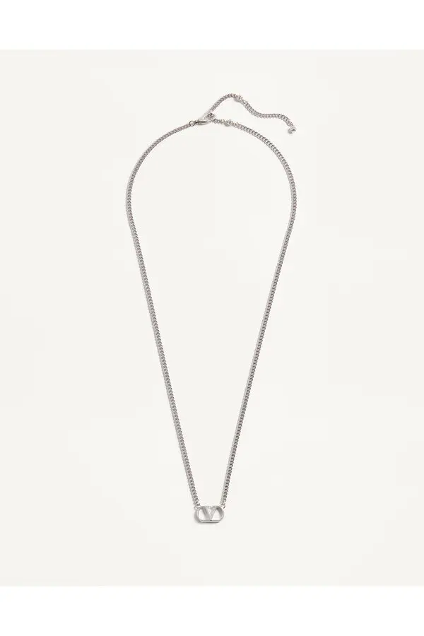 Valentino Garavani Vlogo Signature Metal Necklace - White / Pink