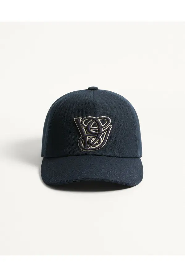 Valentino Garavani Cotton Baseball Cap With Embroidery - Blue