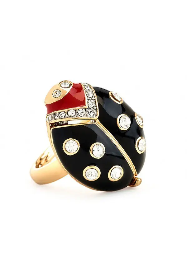 KENNETH JAY LANE Ladybug Adjustable Ring - Black