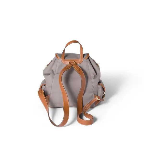 Miu Miu Canvas And Leather Backpack - Aluminum/brandy