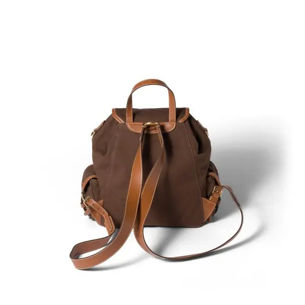 Miu Miu Canvas And Leather Backpack - Cocoa Brown/brandy