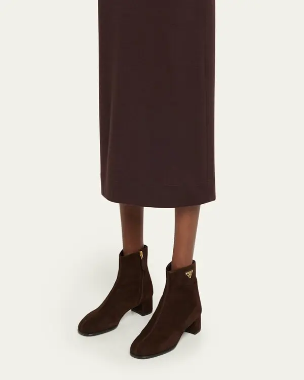 Prada Suede Ankle Booties - Moro