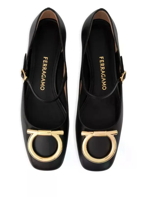 FERRAGAMO Maxi Gancini Mary Jane Pumps - Black