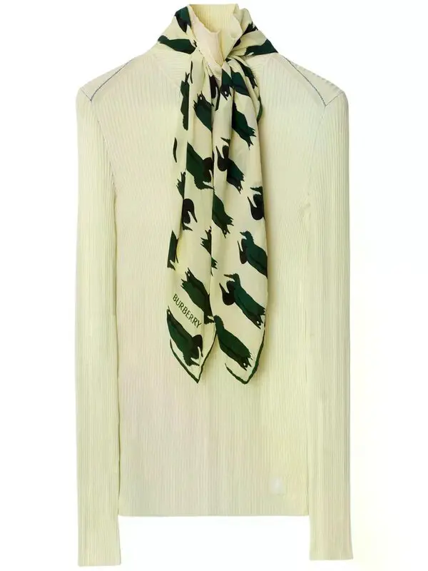 Burberry Scarf-detailed Knit Jumper - Neutrals