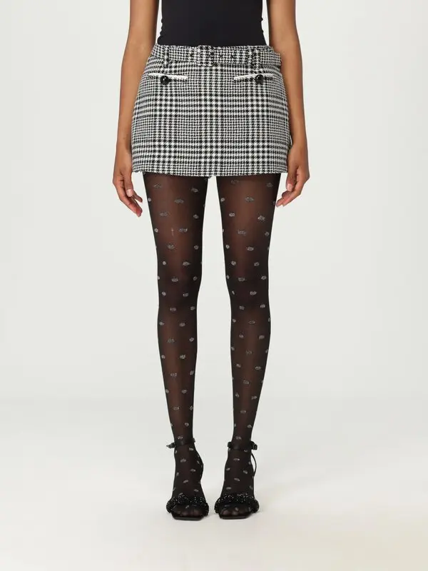 SELF-PORTRAIT Houndstooth Shorts - White