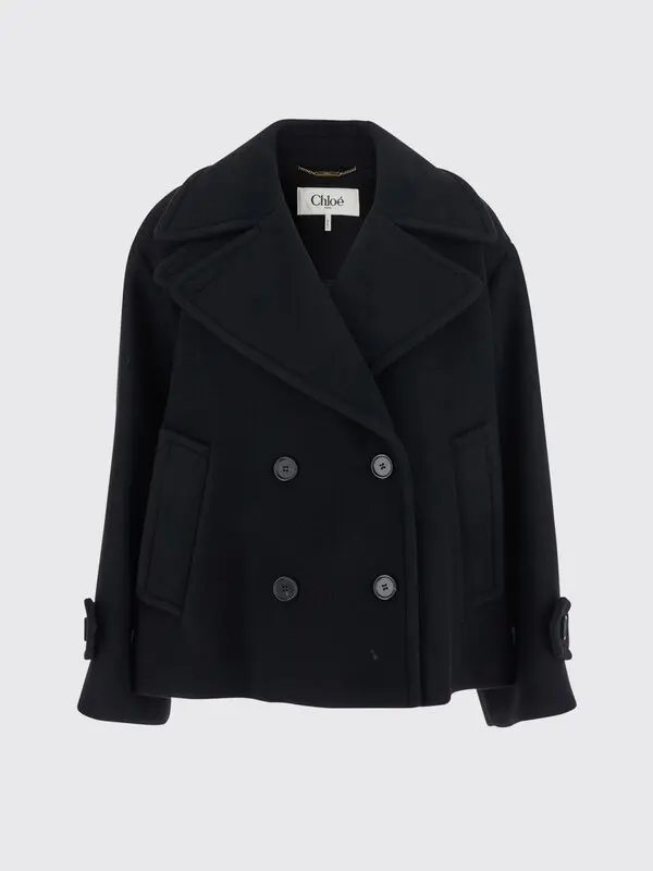 Chloé Double-breasted Wool Blend Pea Coat - Black