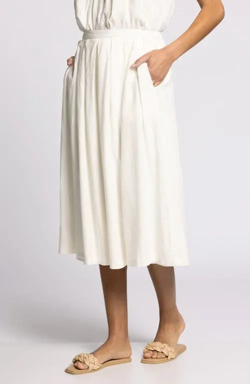 THREAD & SUPPLY Lydia Pleated Linen Blend Midi Skirt