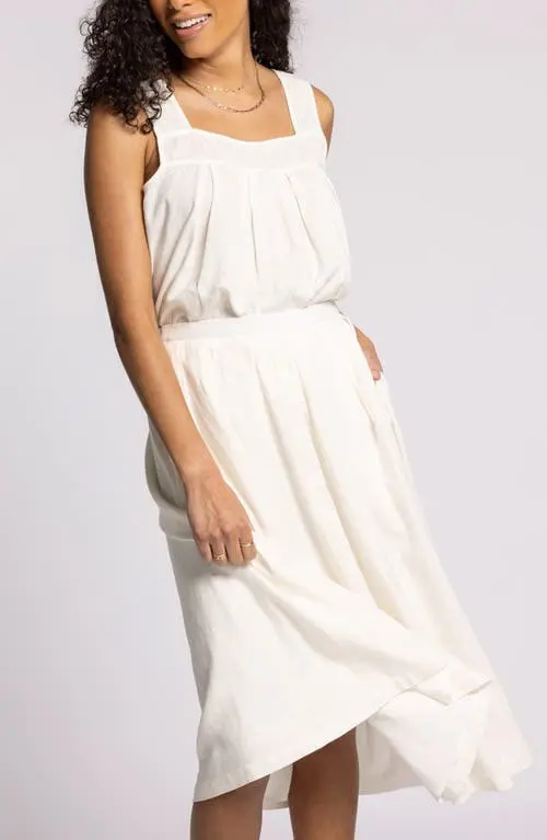 THREAD & SUPPLY Lydia Pleated Linen Blend Midi Skirt
