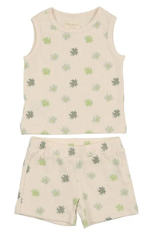 MANIÈRE Floral Ribbed Tank And Shorts Set