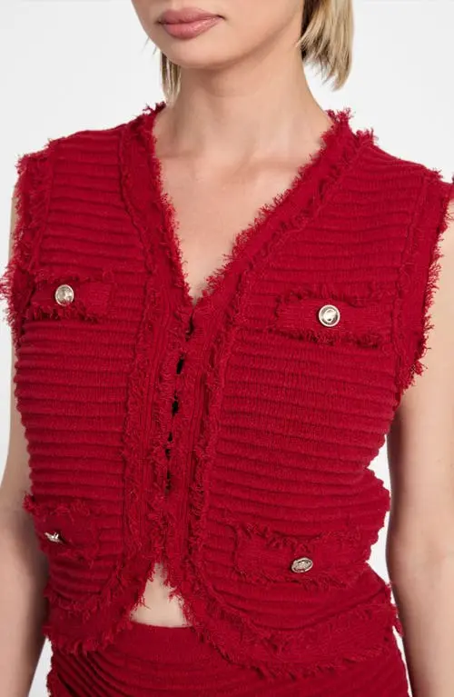 Guess Malina Bouclé Ottoman Stitch Vest - Siren Red