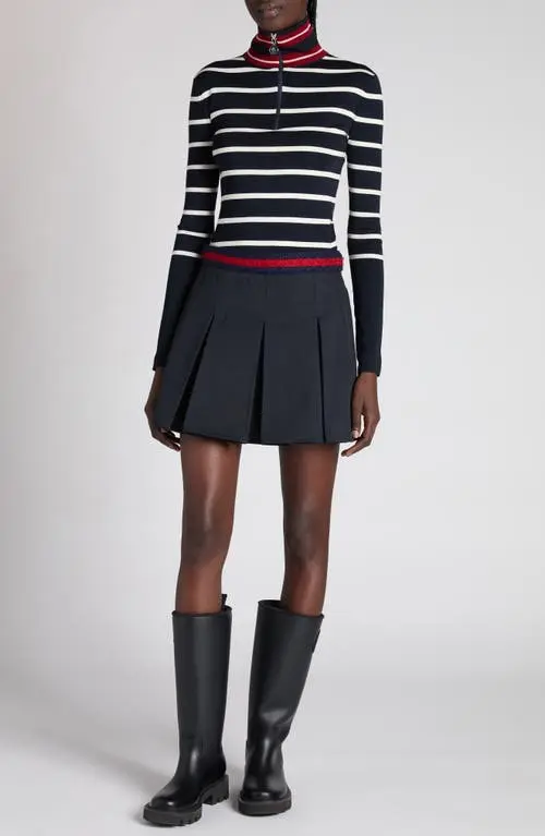 Moncler Virgin Wool Quarter Zip Pullover - Stripe