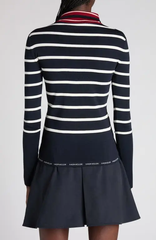Moncler Virgin Wool Quarter Zip Pullover - Stripe