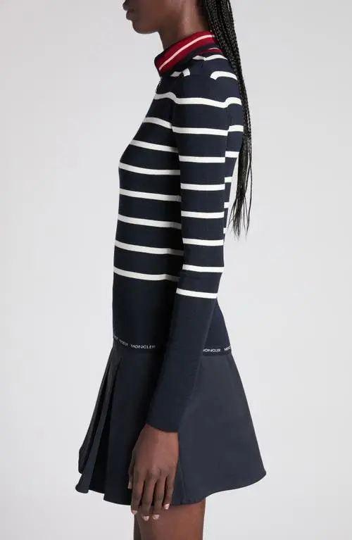 Moncler Virgin Wool Quarter Zip Pullover - Stripe