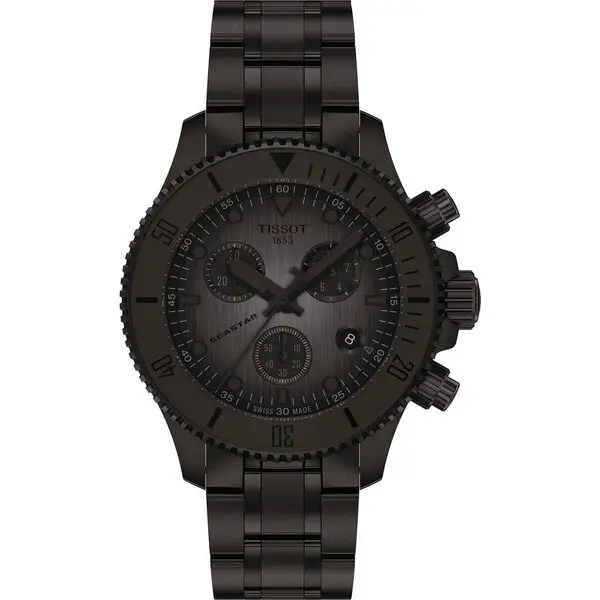 TISSOT Seastar 1000 Chronograph Matte Black Bracelet Watch - Grey Gradient