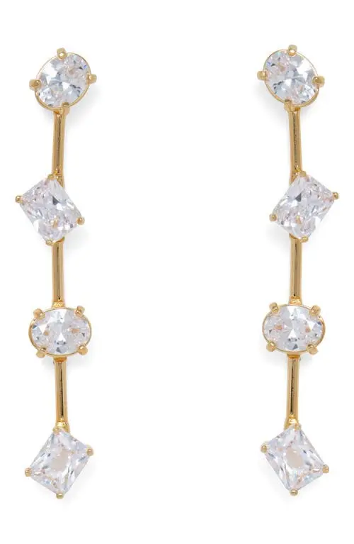Lady Grey Stella Cubic Zirconia Linear Drop Earrings - Gold/ Clear