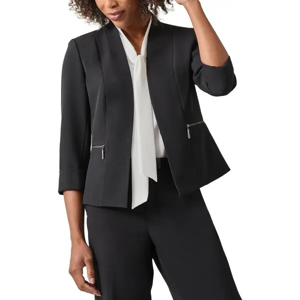 KASPER Stretch Crepe Jacket - Black