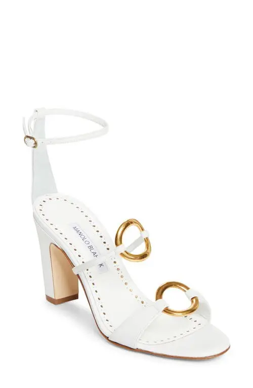 Manolo Blahnik Hisfahan Ankle Strap Sandal - White