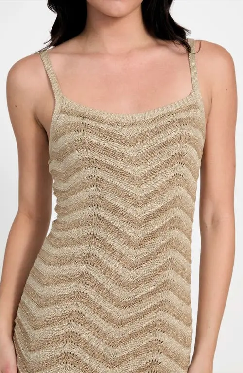 Guess Vera Chevron Knit Dress - Natural/ Gold Multi Stripe