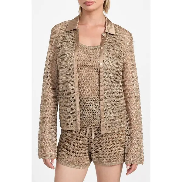 Guess Bella Sequin Shirt - Wet Sand Multi