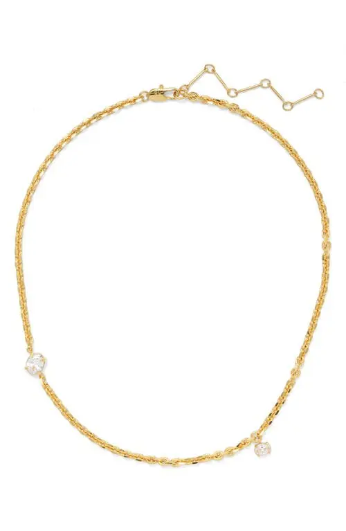 Lady Grey Crystal Tilt Cubic Zirconia Necklace - Gold/ Clear