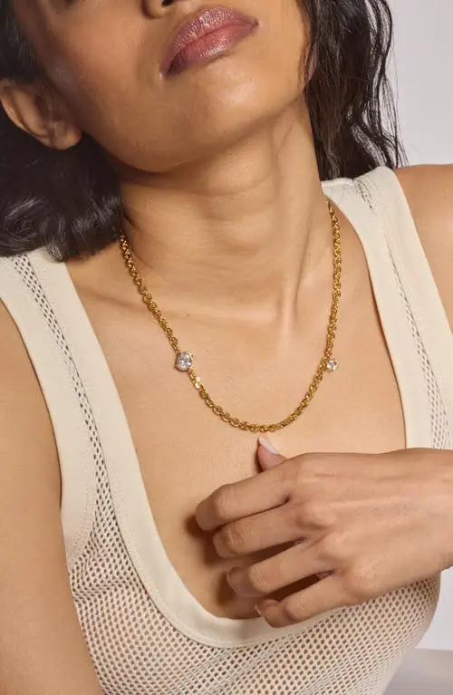 Lady Grey Crystal Tilt Cubic Zirconia Necklace - Gold/ Clear