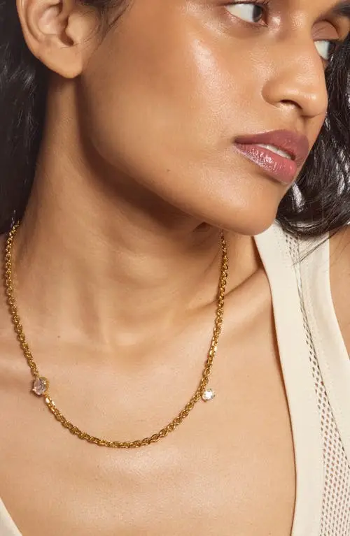 Lady Grey Crystal Tilt Cubic Zirconia Necklace - Gold/ Clear
