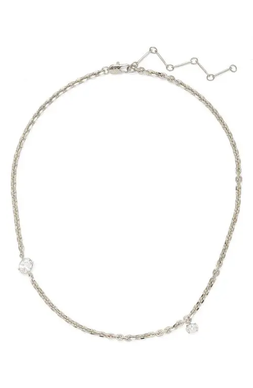 Lady Grey Crystal Tilt Cubic Zirconia Necklace - Silver/ Clear